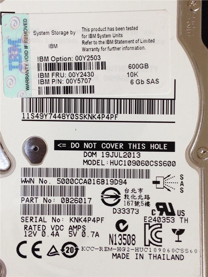 00Y5707 - 00Y5707 IBM DISCO DURO 600GB 10K SAS 6GBPS 2.5 PULGADAS SFF ...